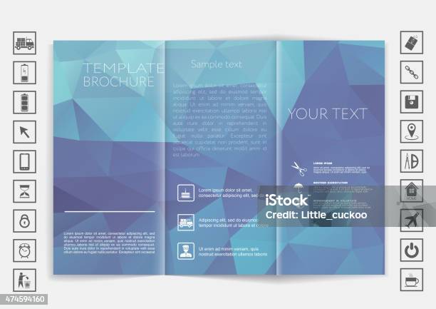 Trifold Brochure Mock Up Vector Design Polygonal Background Stock