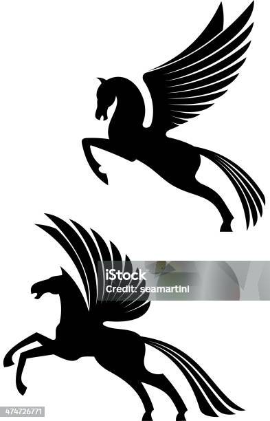 Pegasus 날개달린 말이었습니다 페가수스에 대한 스톡 벡터 아트 및 기타 이미지 페가수스 문장 실루엣 Istock