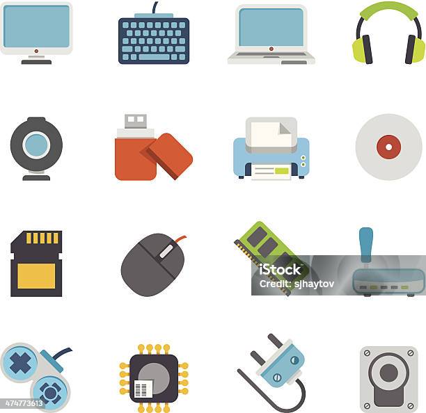 Computer Peripherals And Accessories Icons向量圖形及更多中央處理器圖片 中央處理器 電腦鍵盤