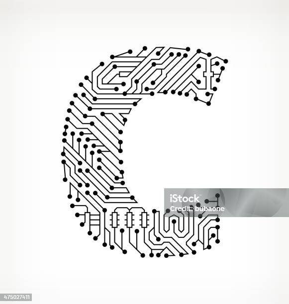 Letter C 회로 기판 흰색 배경의 알파벳 C에 대한 스톡 벡터 아트 및 기타 이미지 알파벳 C 개체 그룹 공학