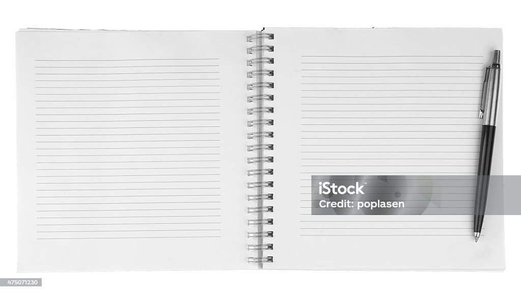 Blank Notebook Paper With Pen Isolated On White Stock Photo - Download ... Blank Notebook Paper With Pen Isolated On White Stock Photo - Download ...