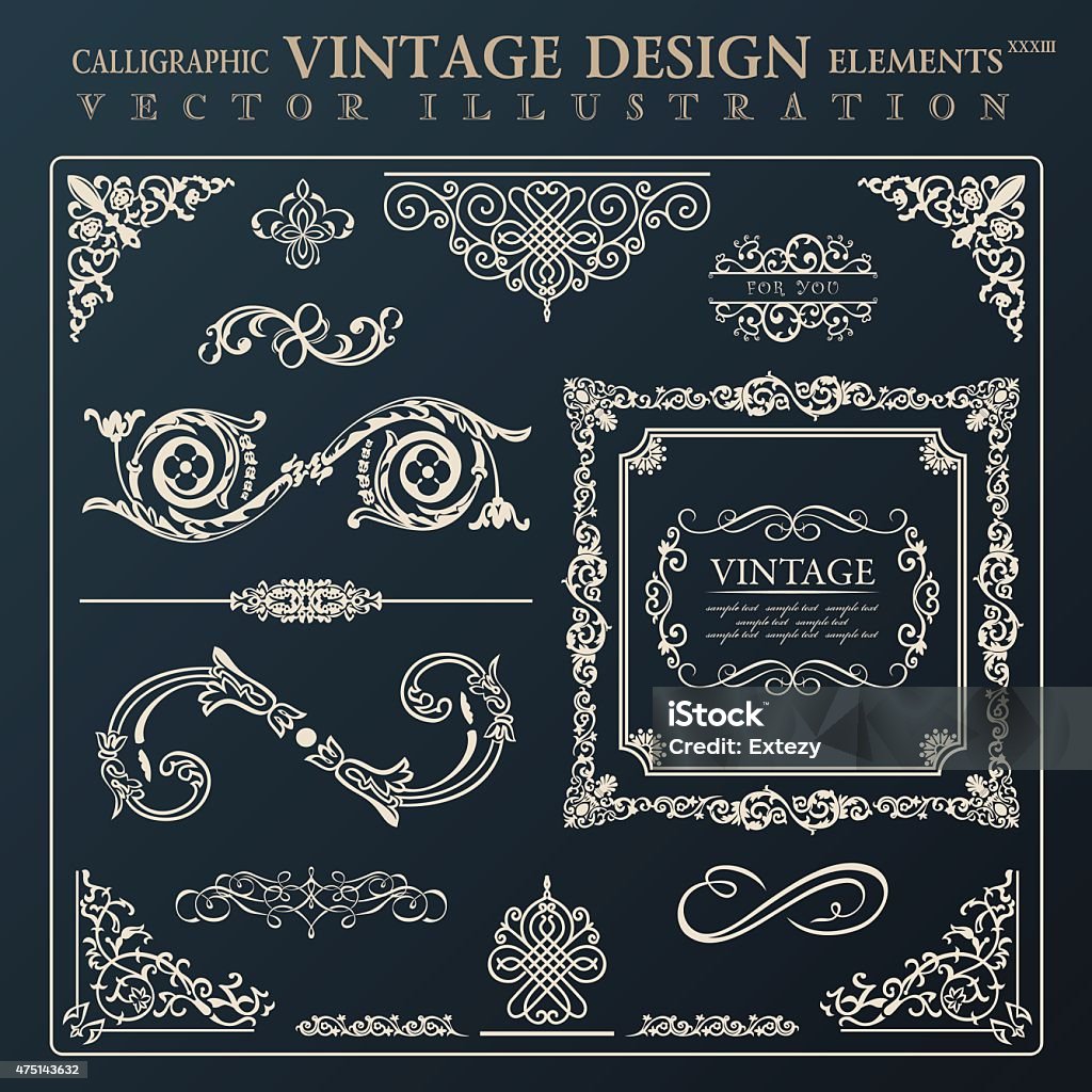 Calligraphic Design Elements Vintage Ornament Vector Frame Deco Stock