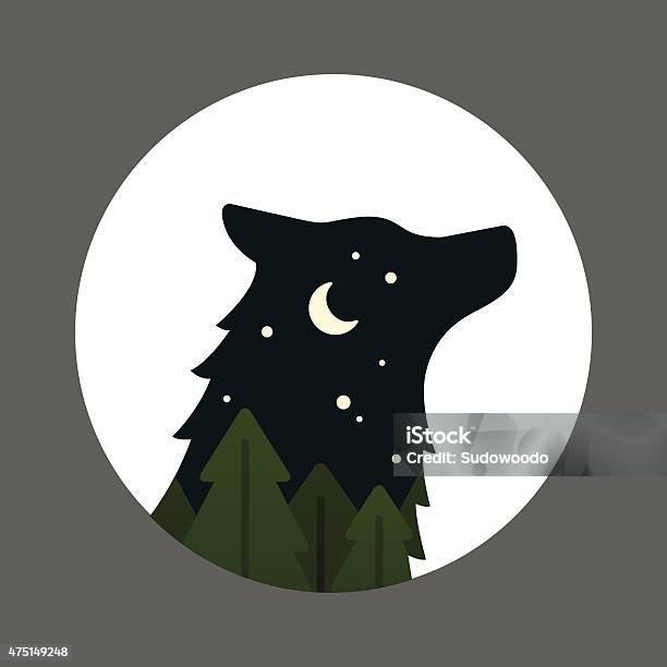 Wolf 헤드 원 늑대에 대한 스톡 벡터 아트 및 기타 이미지 늑대 옆모습 달 하늘 Istock