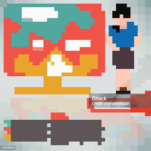 Computer Puzzlebusinessmaninfographic On Clean Backgroundvector Stock