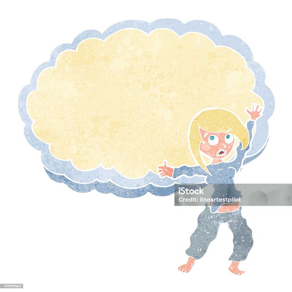 Cartoon Stressed Out Woman In Front Of Cloud Stock Illustration Download Image Now 2015