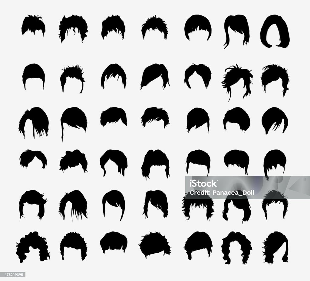 Vector Set Of Womens Hairstyles Stock Illustration Download Image Now
