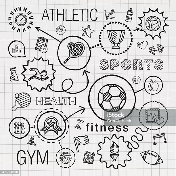 Sport Hand Draw Integrated Icons Set Vector Sketch Infographic