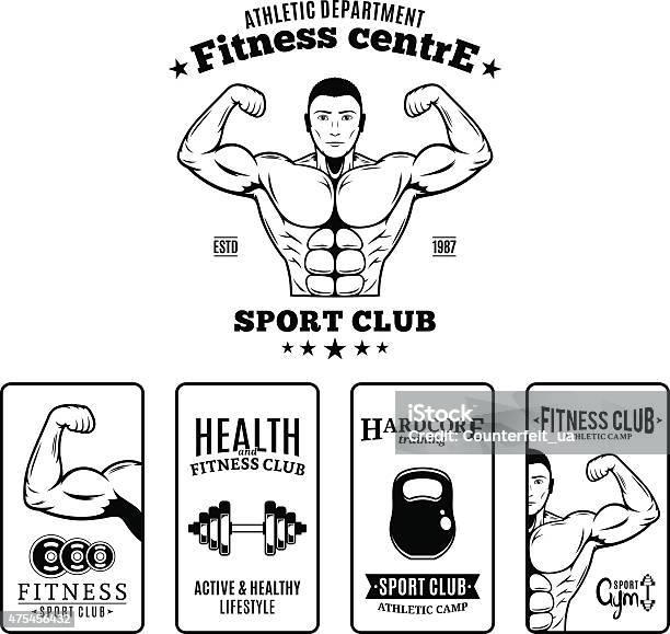 Bodybuilding 및 휘트니스 운동시설 라벨 및 엠블럼 2015년에 대한 스톡 벡터 아트 및 기타 이미지 2015년