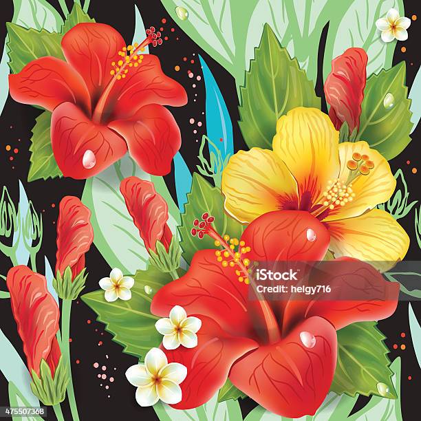 Pola Bunga Mulus Dengan Kembang Sepatu Pada Hitam Ilustrasi Stok ... Pola Bunga Mulus Dengan Kembang Sepatu Pada Hitam Ilustrasi Stok ...