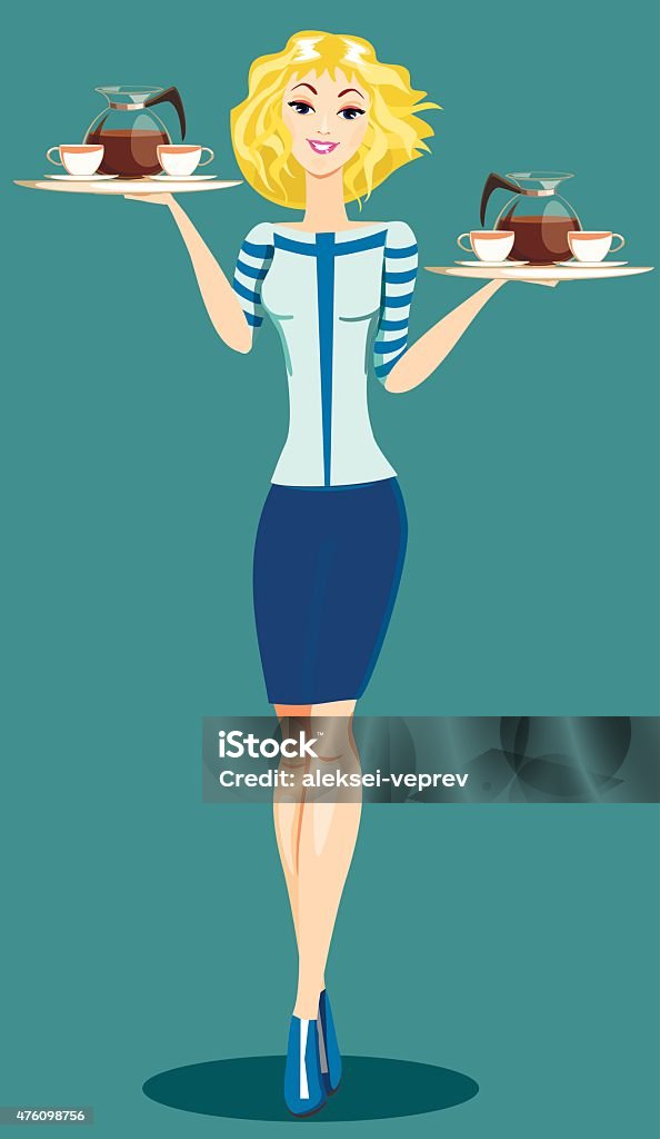 Beautiful Girl Waitress Stock Illustration Download Image Now 2015