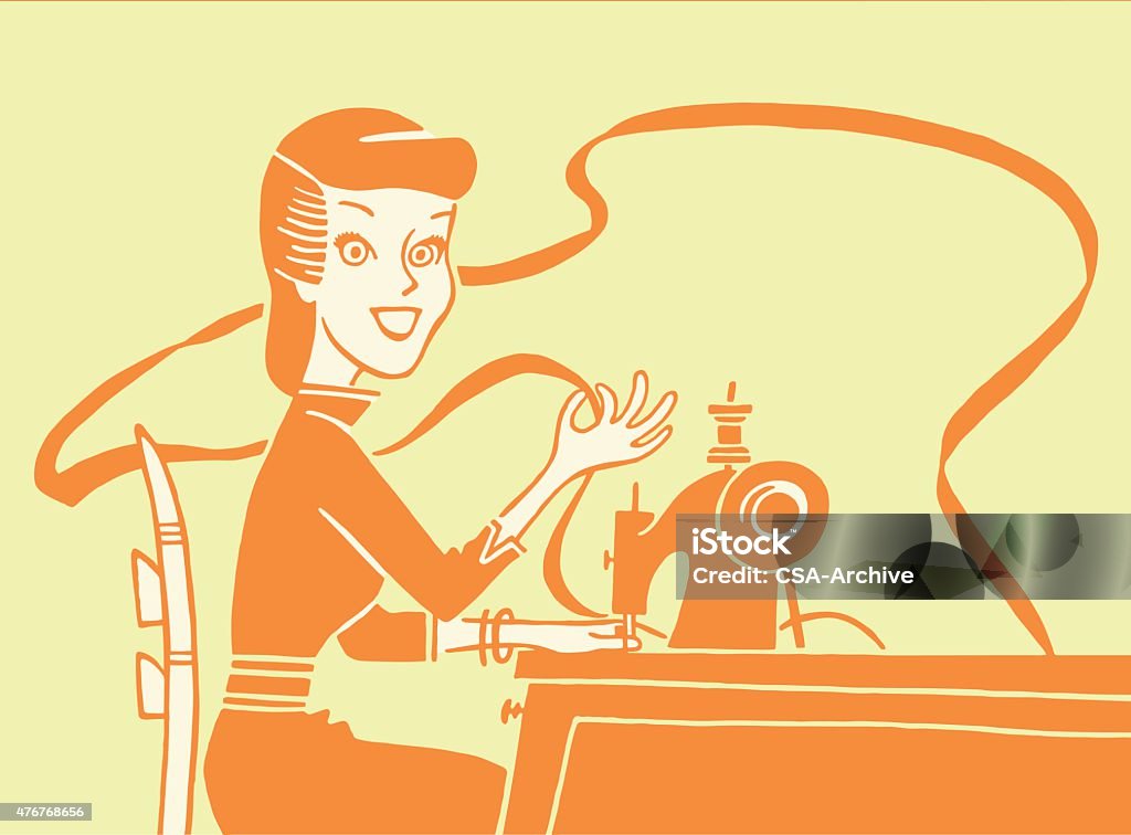 Woman Using Sewing Machine Stock Illustration Download Image Now