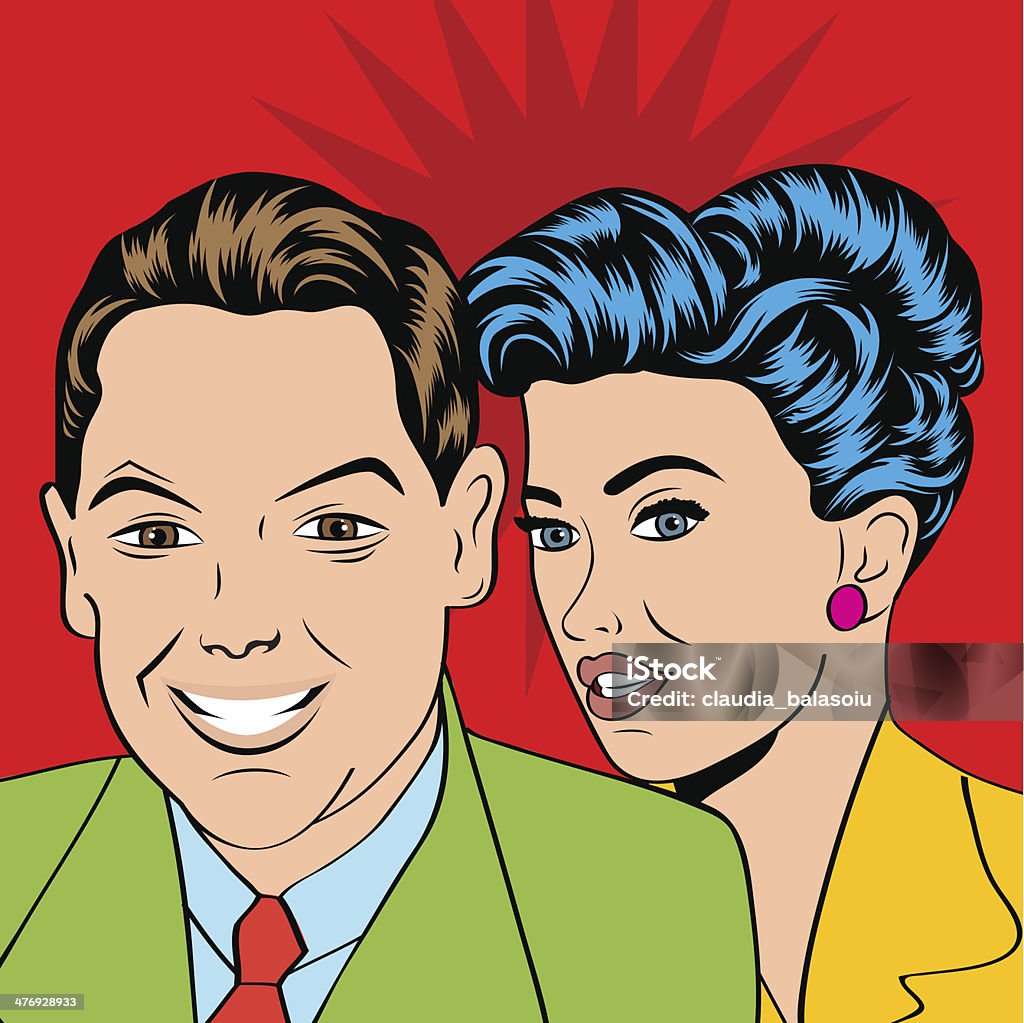 Man And Woman Love Couple In Pop Art Comic Style Stock Illustration