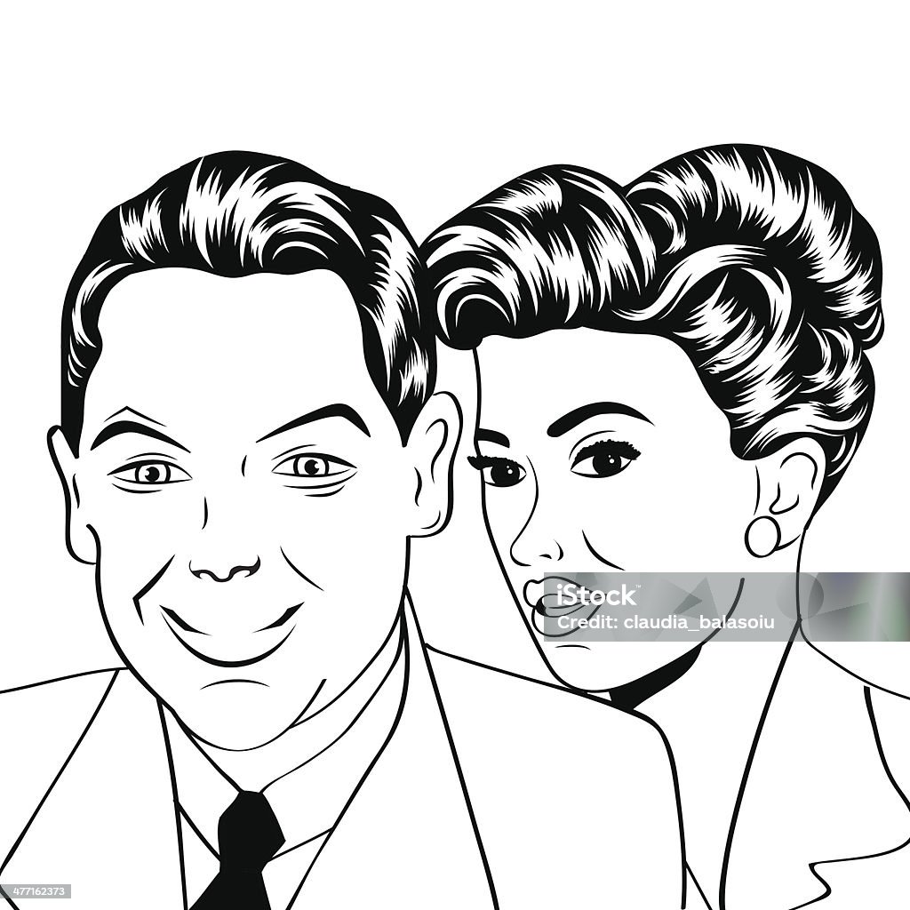 Man And Woman Love Couple In Pop Art Comic Style Stock Illustration