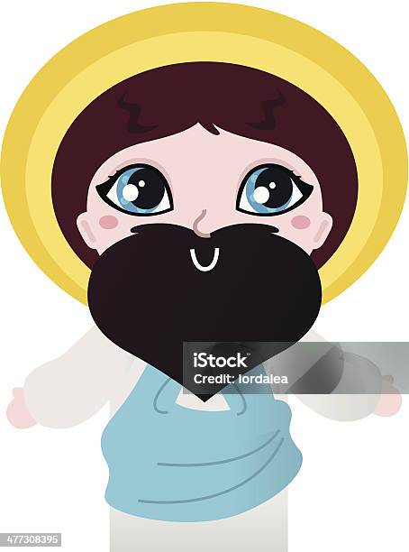 Karakter Yesus Kristus Yang Lucu Terisolasi Di Atas Putih Ilustrasi