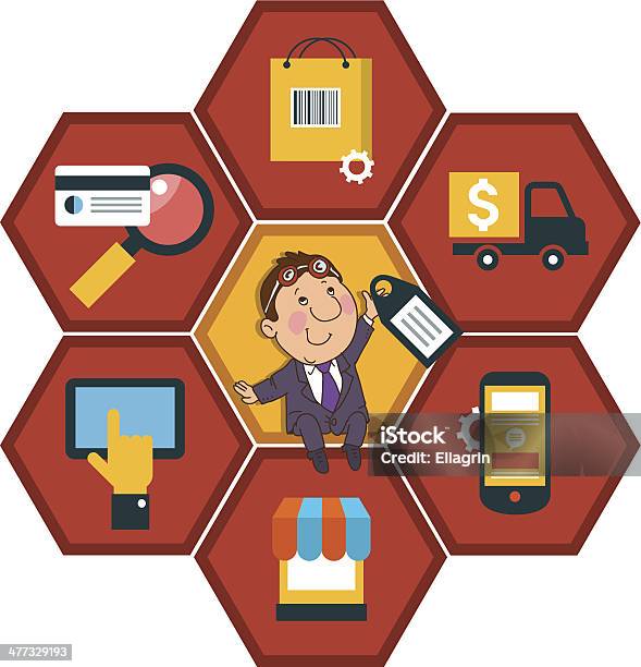 Background Honeycomb Structure With Interface Icons向量圖形及更多一個人圖片 Istock