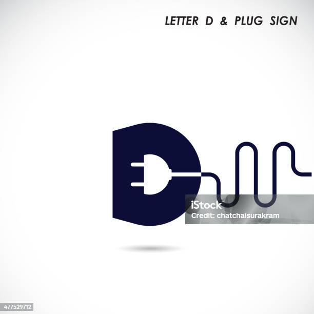 Letter D Icon Abstract Logo Design With Plug Symbol向量圖形及更多字母d圖片 Istock