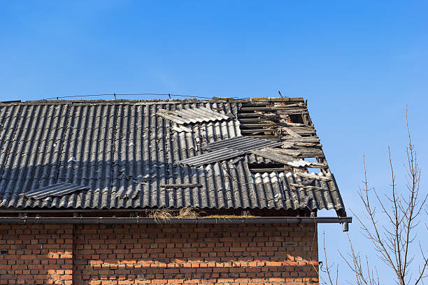 Free picture: Broken roof of an old house with a wall of bricks made of ...