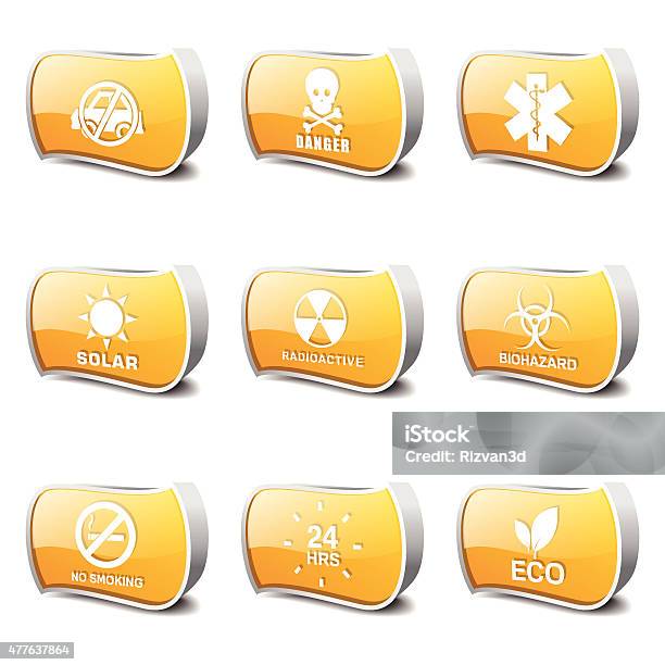 Panneau Davertissement Jaune Vector Icône Bouton Set Design Vecteurs