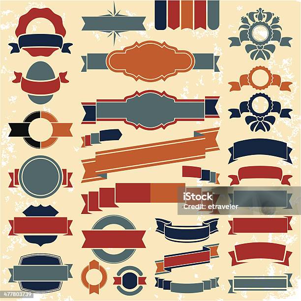 Retro Ribbons Banners And Labels Set向量圖形及更多復古風格圖片 復古風格 矢量圖 舊式 Istock
