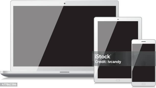 Laptop Tablet And Mobile Phone向量圖形及更多2015年圖片 2015年 一組物體 便攜式資訊設備