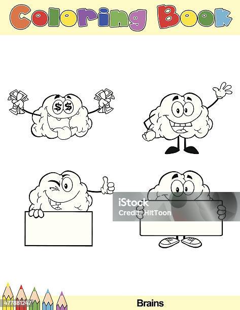 Coloring Book Brain Cartoon Character 5向量圖形及更多人腦圖片 人腦 人類內臟 人體 Istock