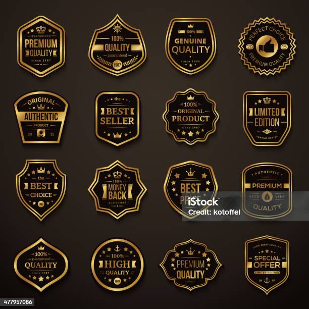 Set Lencana Kualitas Premium Retro Gold Dan Black Ilustrasi Stok ... Set Lencana Kualitas Premium Retro Gold Dan Black Ilustrasi Stok ...