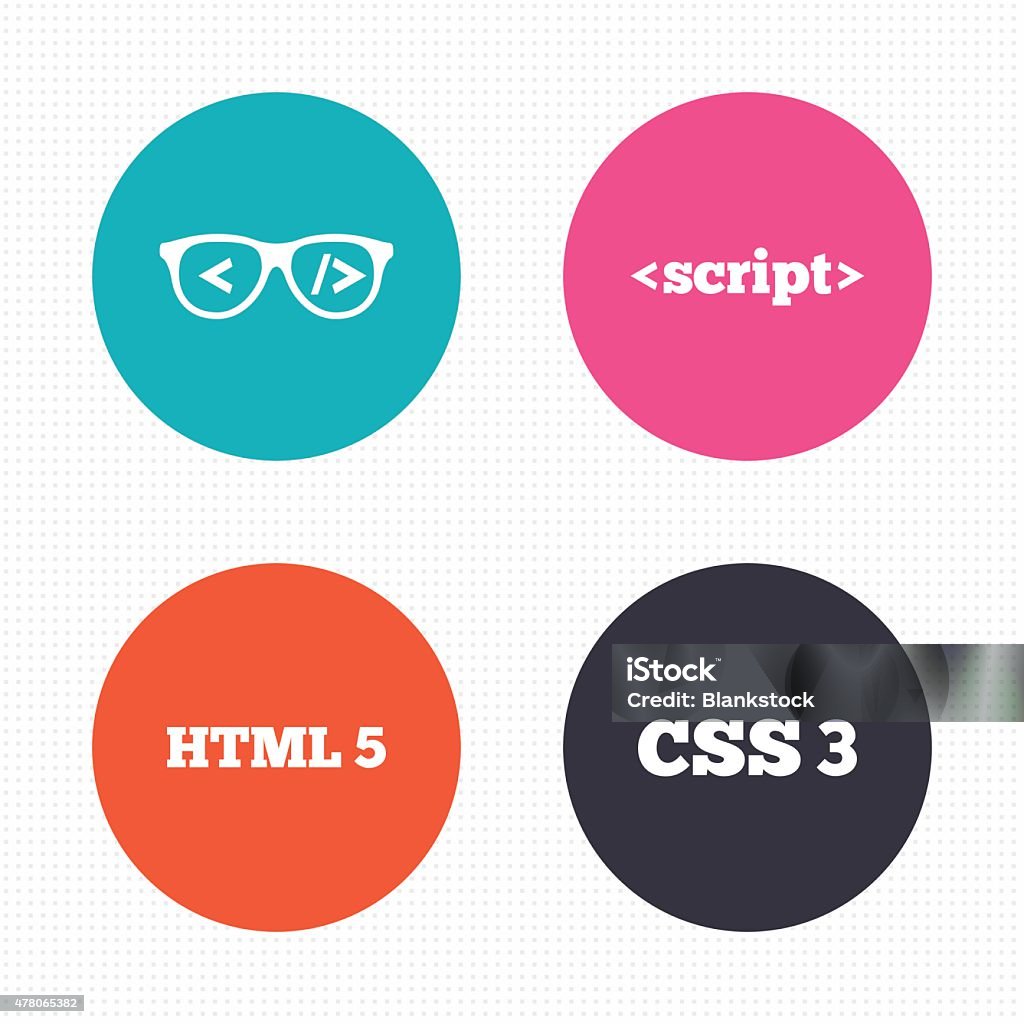 Programmer Coder Glasses Html Markup Language Stock Illustration Download Image Now 2015