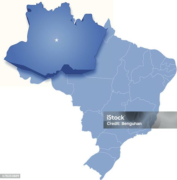 Map Of Brazil Where Amazonas Is Pulled Out向量圖形及更多亞馬遜州 巴西圖片 亞馬遜州
