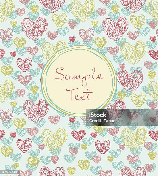 Template Romantis Dengan Hati Doodle Untuk Undangan Kartu Ucapan Desain Ilustrasi Stok Unduh
