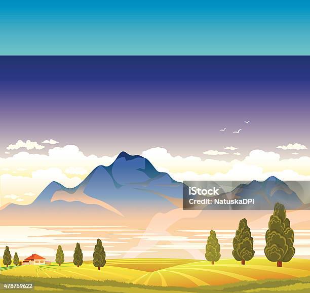 Lanskap Pedesaan Dengan Gunung Dan Lapangan Ilustrasi Stok - Unduh ... Lanskap Pedesaan Dengan Gunung Dan Lapangan Ilustrasi Stok - Unduh ...