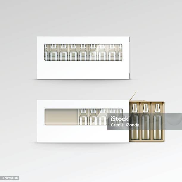 Vector Blank Packaging Box For Ampoules Isolated向量圖形及更多2015年圖片 2015年