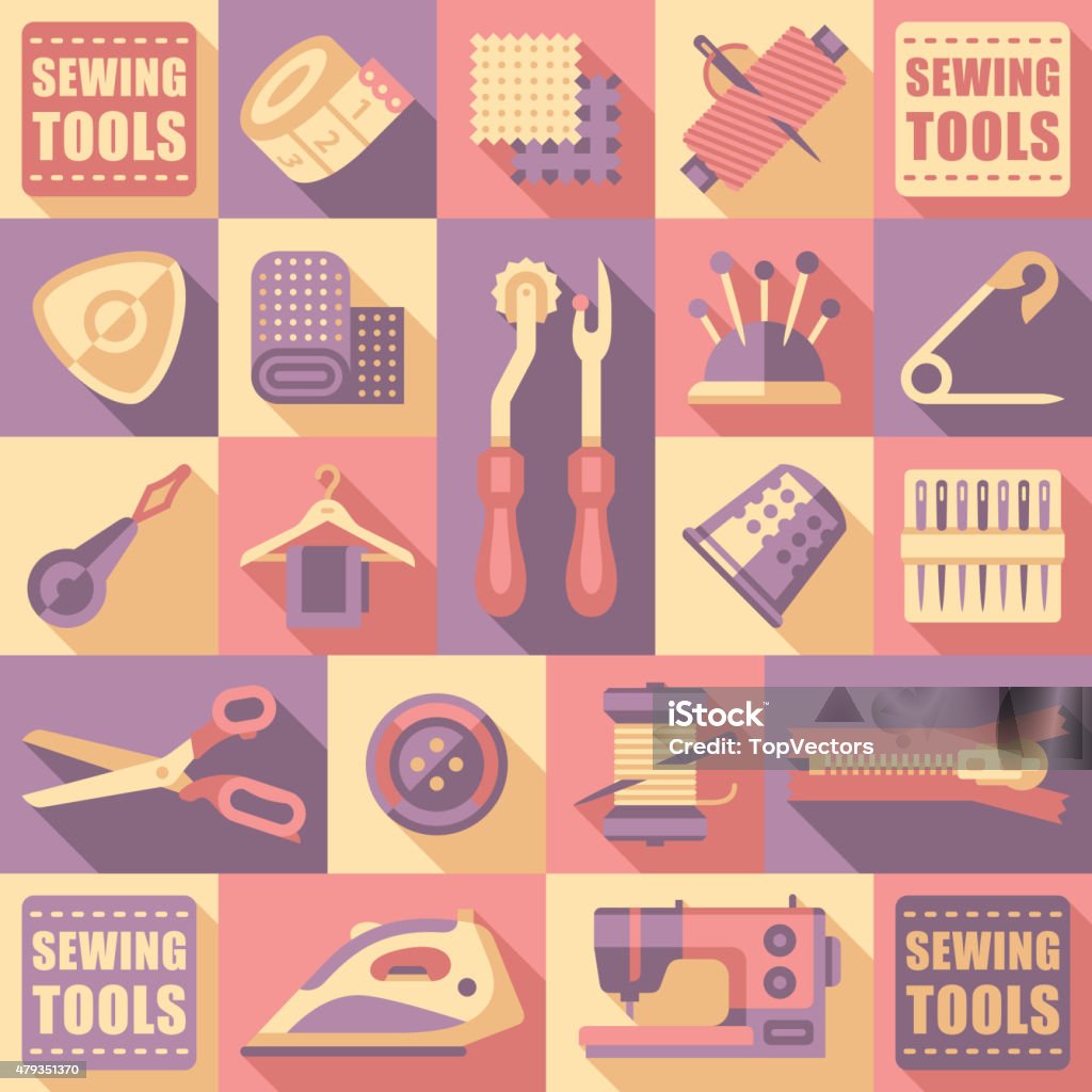 Sewing Tailoring And Needlework Decorative Icons Stock Illustration