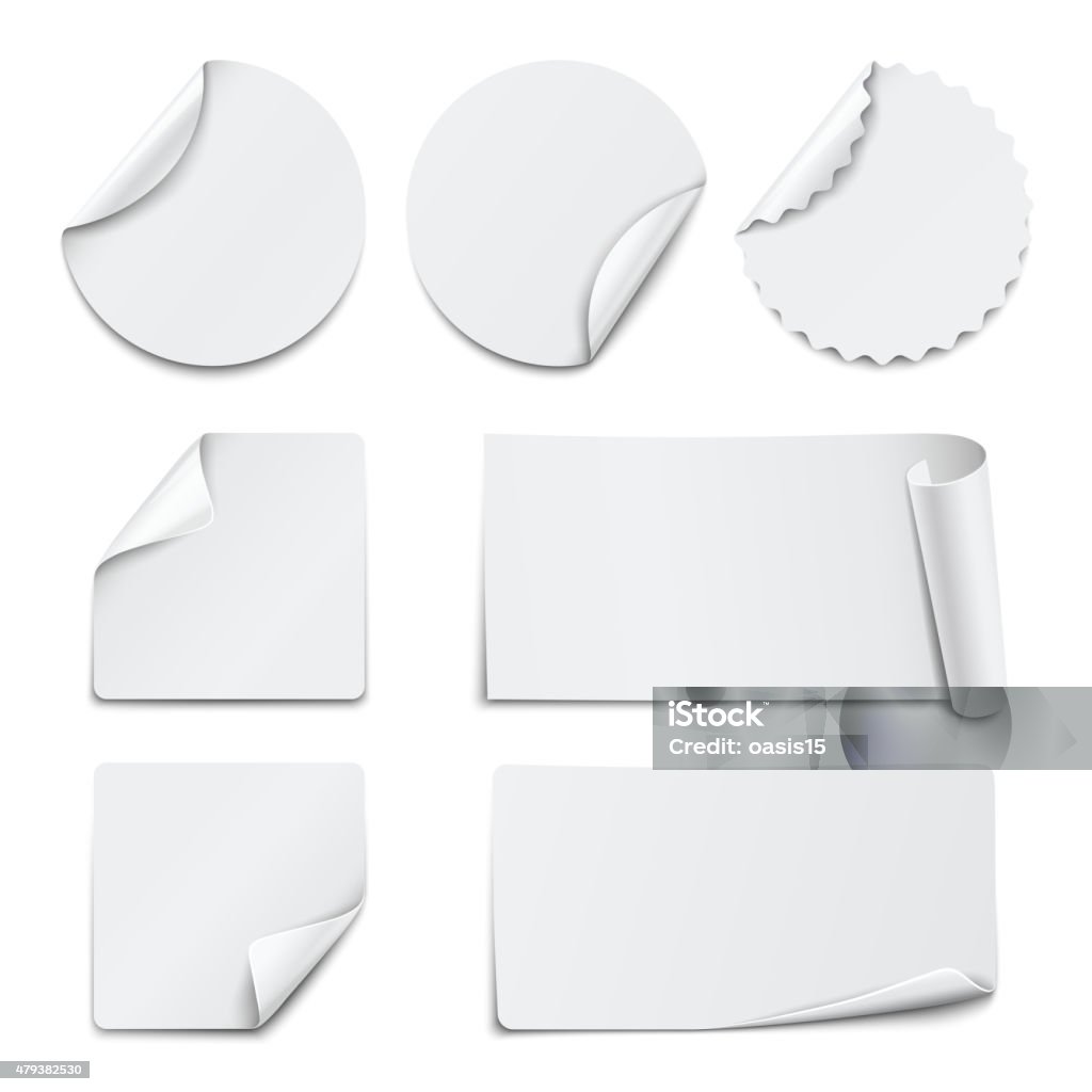 Set Of White Paper Stickers On White Background Vector Illustration