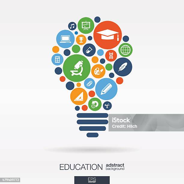 Abstract Bulb Shape Integrated Illustration Connected Color Circles