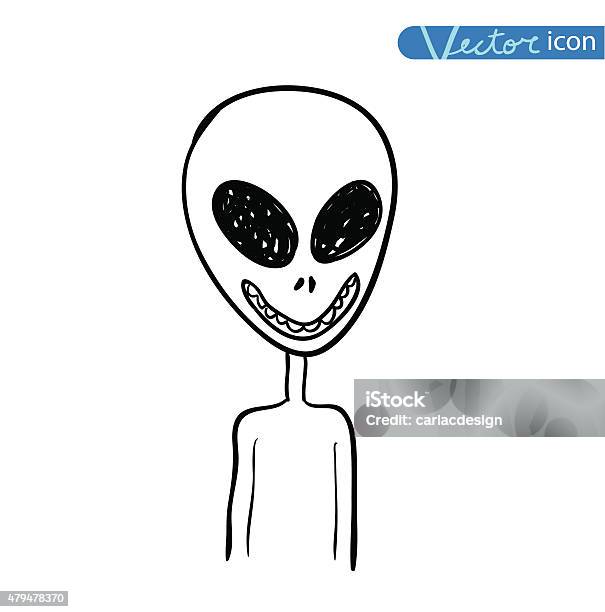 Alien 말풍선이 있는 아이콘크기 손으로 그린 벡터 일러스트레이션 2015년에 대한 스톡 벡터 아트 및 기타 이미지