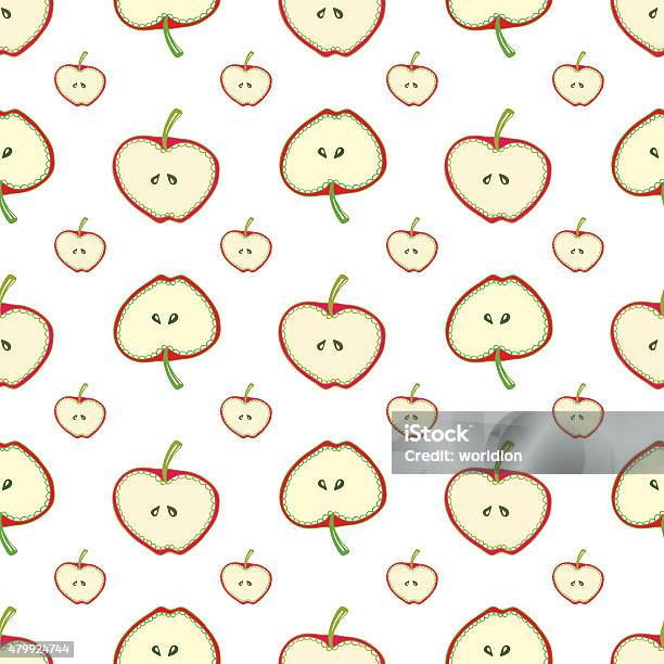 Apples Seamless Pattern Simple Vector Background With Fruit Stock