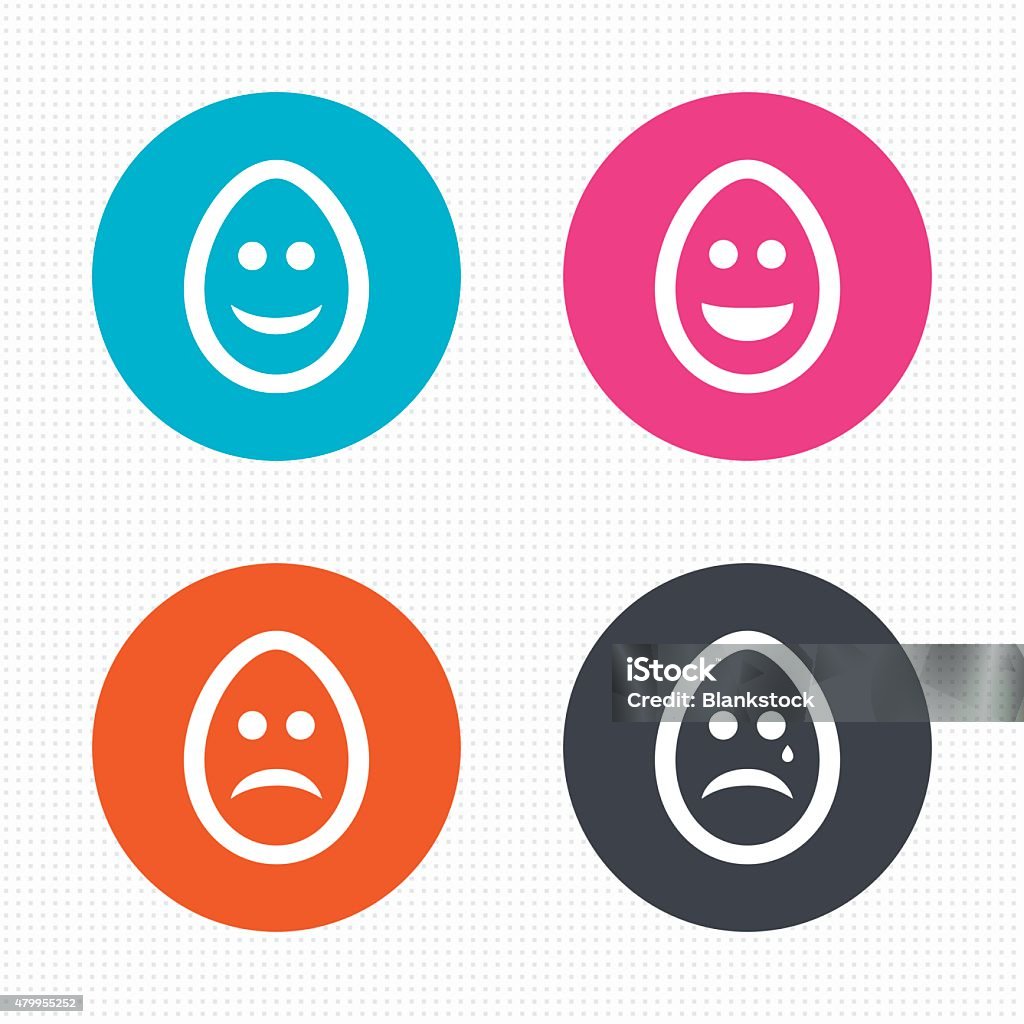 Eggs Happy And Sad Faces Signs Easter Icons Stock Illustration