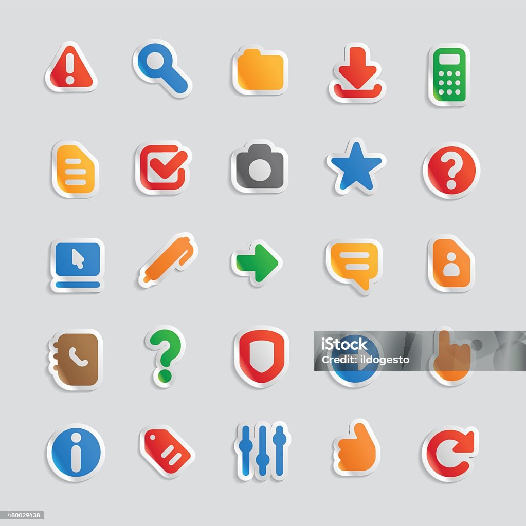 Sticker Icons For Interface向量圖形及更多2015年圖片 2015年 下載 人手 Istock