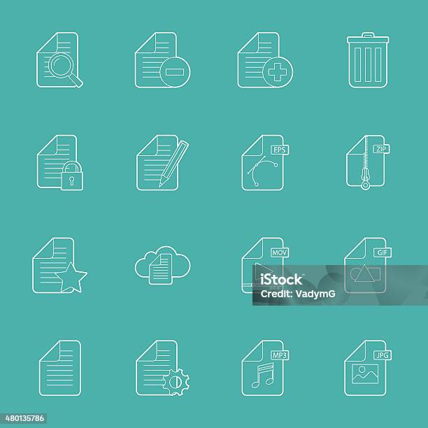 Files And Documents Thin Lines Icons Set Stock Illustration - Download ... Files And Documents Thin Lines Icons Set Stock Illustration - Download ...