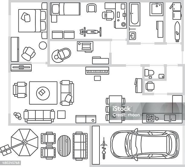 Vector Image Set Of Furniture Appliances And Car向量圖形及更多傢俱圖片 傢俱 計劃