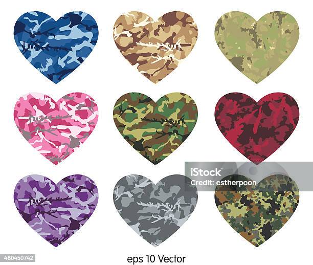 Heart Of 카무플라주 위장에 대한 스톡 벡터 아트 및 기타 이미지 위장 위장 의류 하트 모양 Istock