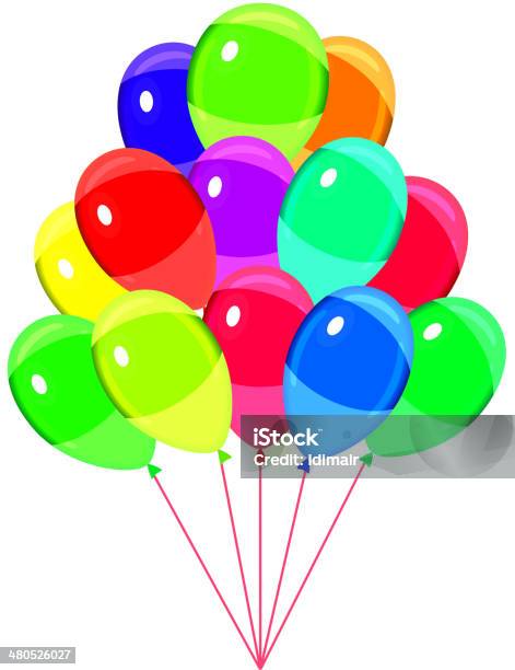 Balloons Party Multicolored Isolated On White向量圖形及更多一個物體圖片 一個物體 事件