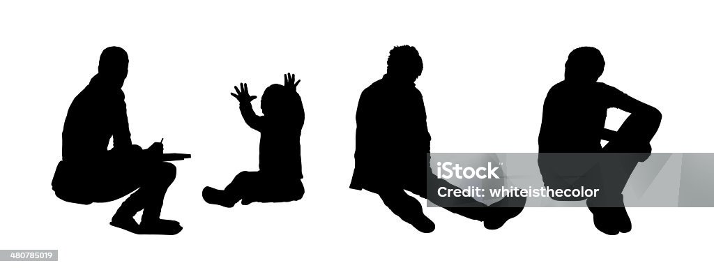 People Seated Outdoor Silhouettes Set 5 Stock Illustration Download