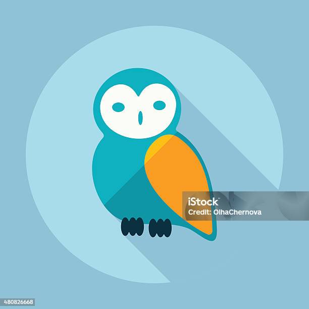 Desain Modern Datar Dengan Burung Hantu Bayangan Ilustrasi Stok Unduh