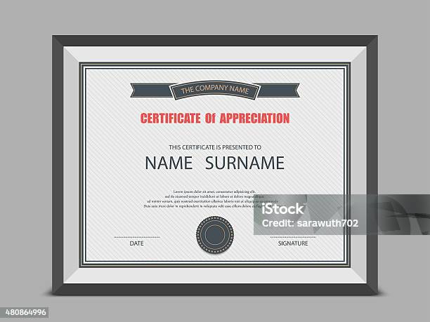 Vector Certificate Template向量圖形及更多2015年圖片 2015年 優惠券 凸版效果 Istock