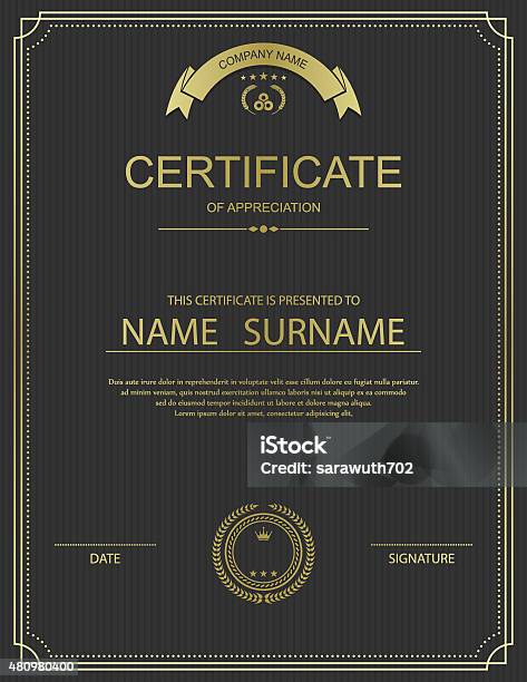 Vector Certificate Template向量圖形及更多2015年圖片 2015年 優惠券 凸版效果 Istock