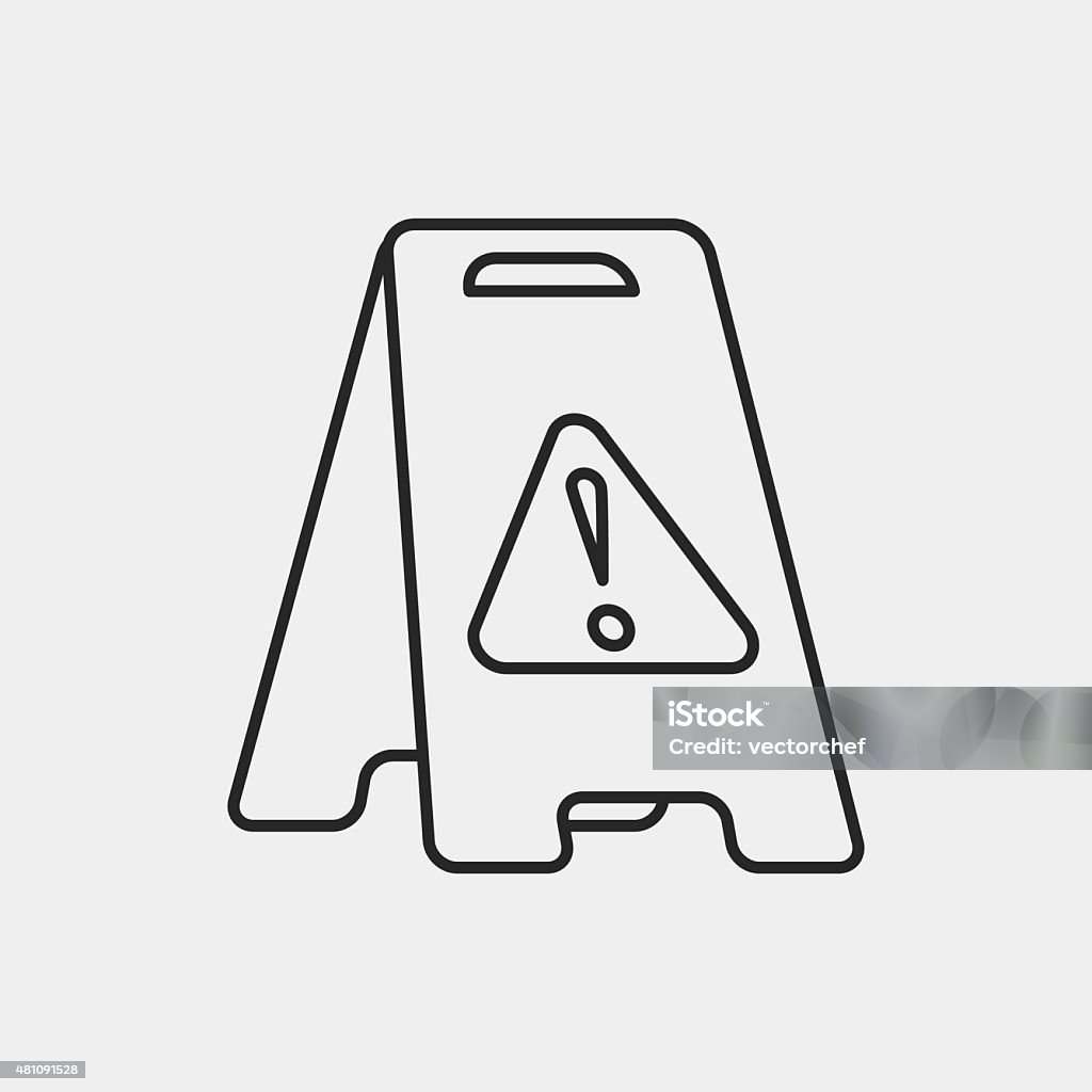 Caution Wet Floor Line Icon Stock Illustration Download Image Now