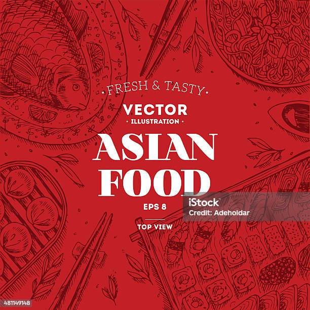 Asian Food Frame Linear Graphic Vector Illustration向量圖形及更多2015年圖片 Istock