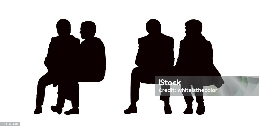 People Seated Outdoor Silhouettes Set 10 Stock Illustration Download
