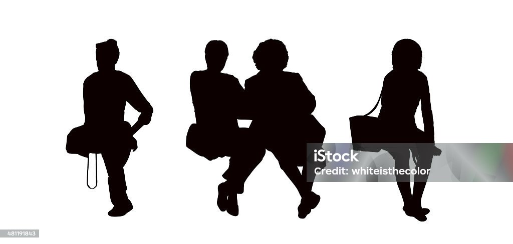 People Seated Outdoor Silhouettes Set 9 Stock Illustration Download